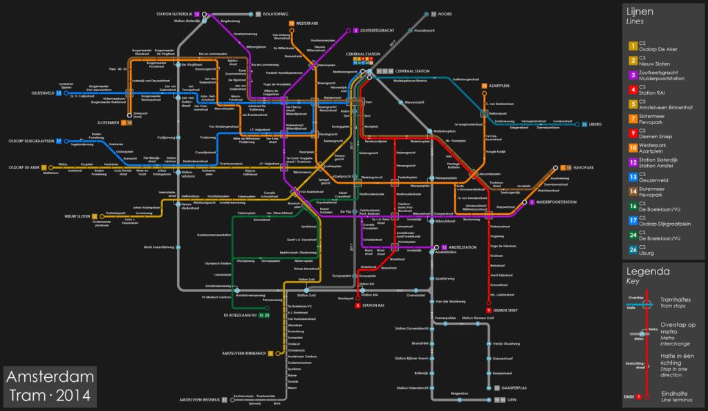 Amsterdam Trams — Map, Lines, Route, Hours, Tickets
