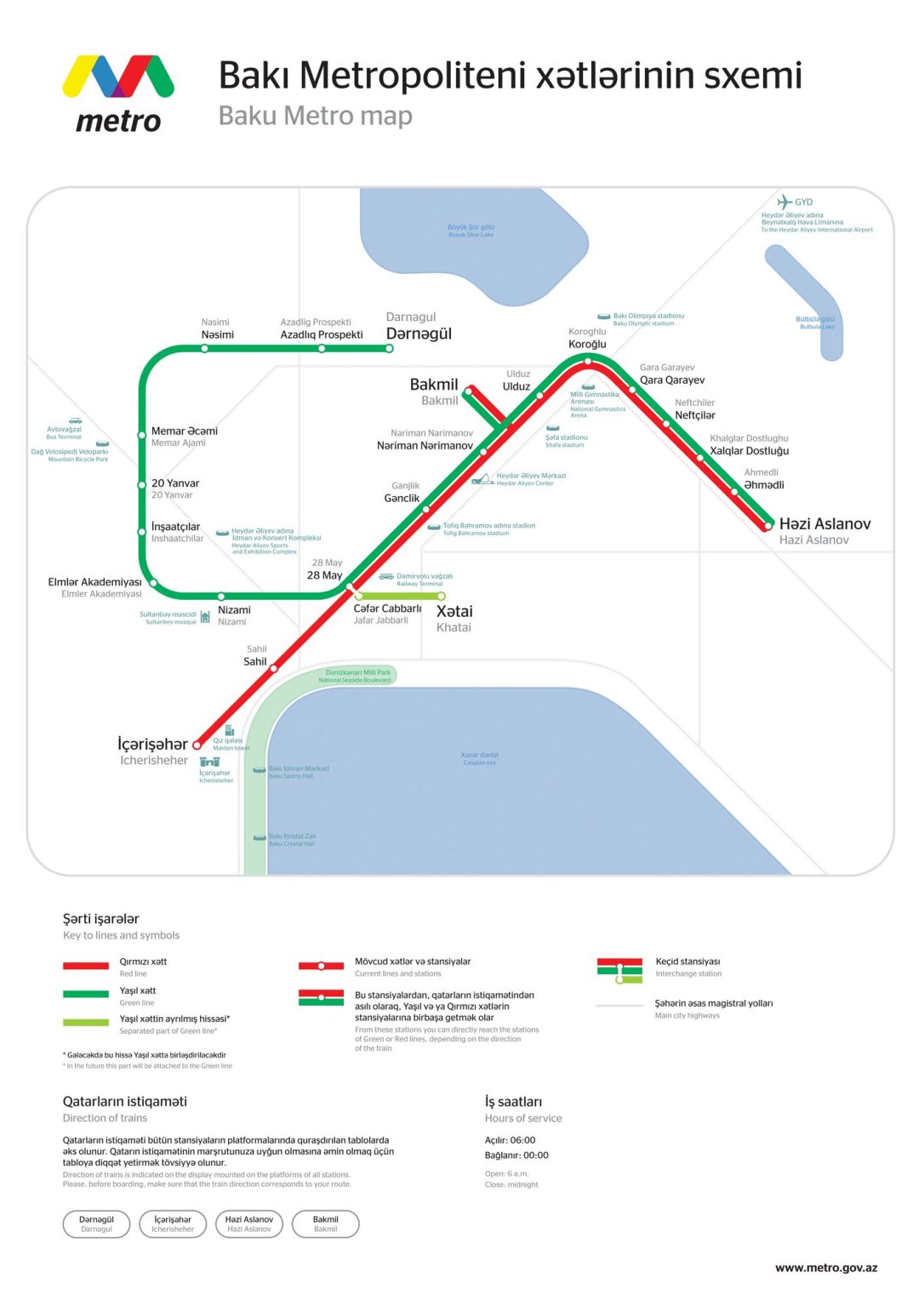 Baku Metro — Map, Lines, Route, Hours, Tickets