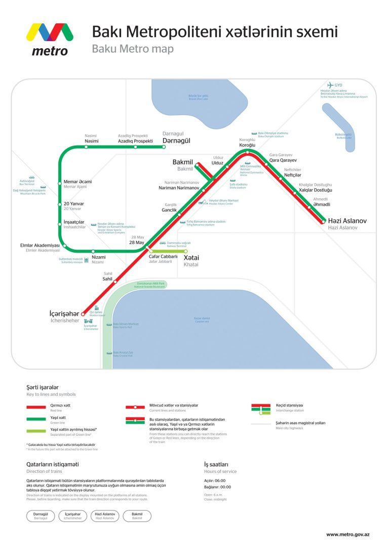 Baku Metro — Map, Lines, Route, Hours, Tickets