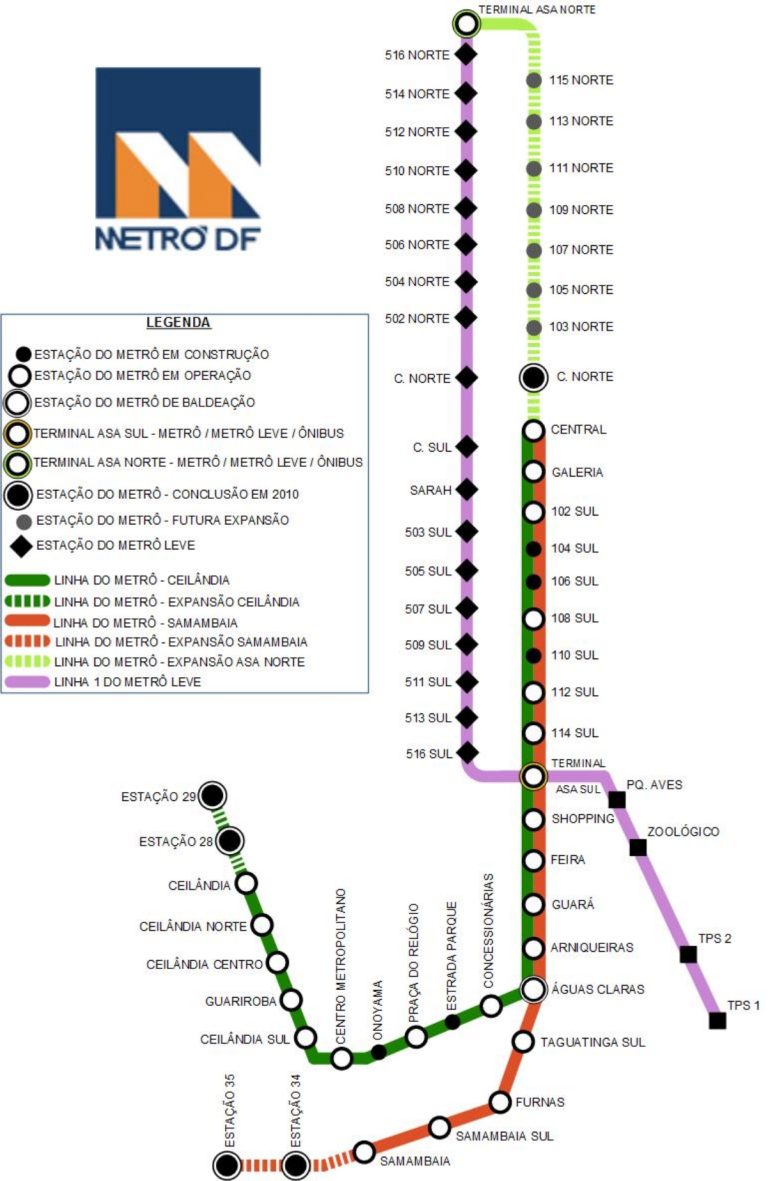 Brasília Metro — Map, Lines, Route, Hours, Tickets