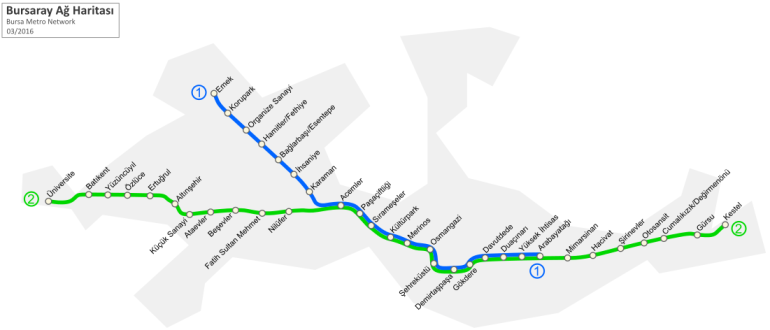 Bursaray (Bursa Metro) — Map, Lines, Route, Hours, Tickets