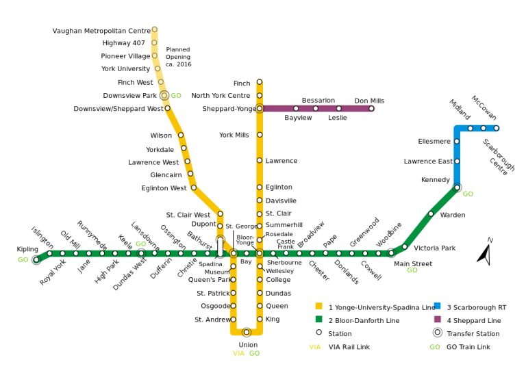 Toronto Subway and RT — Map, Lines, Route, Hours, Tickets