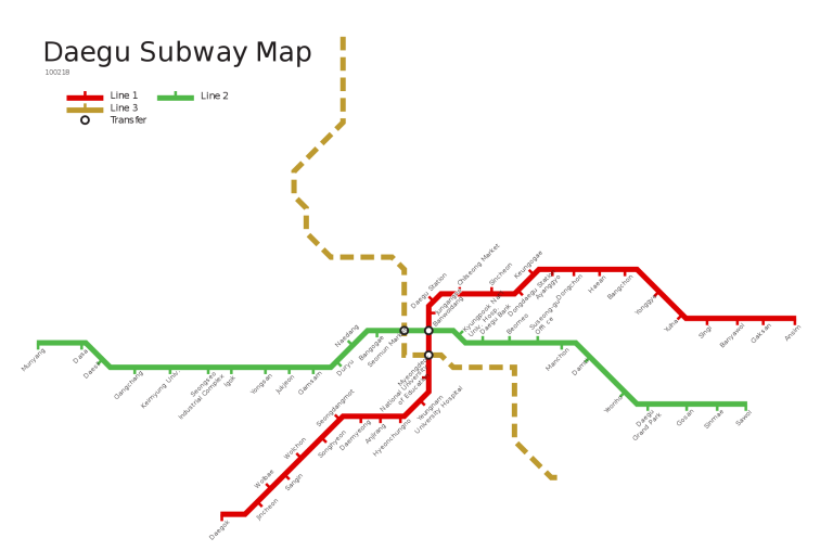 Daegu Metro — Map, Lines, Route, Hours, Tickets