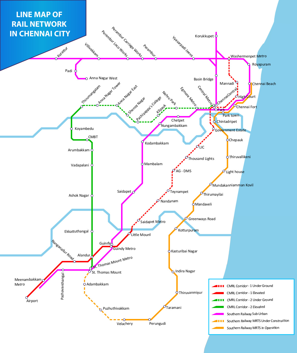 Chennai MRTS — Map, Lines, Route, Hours, Tickets