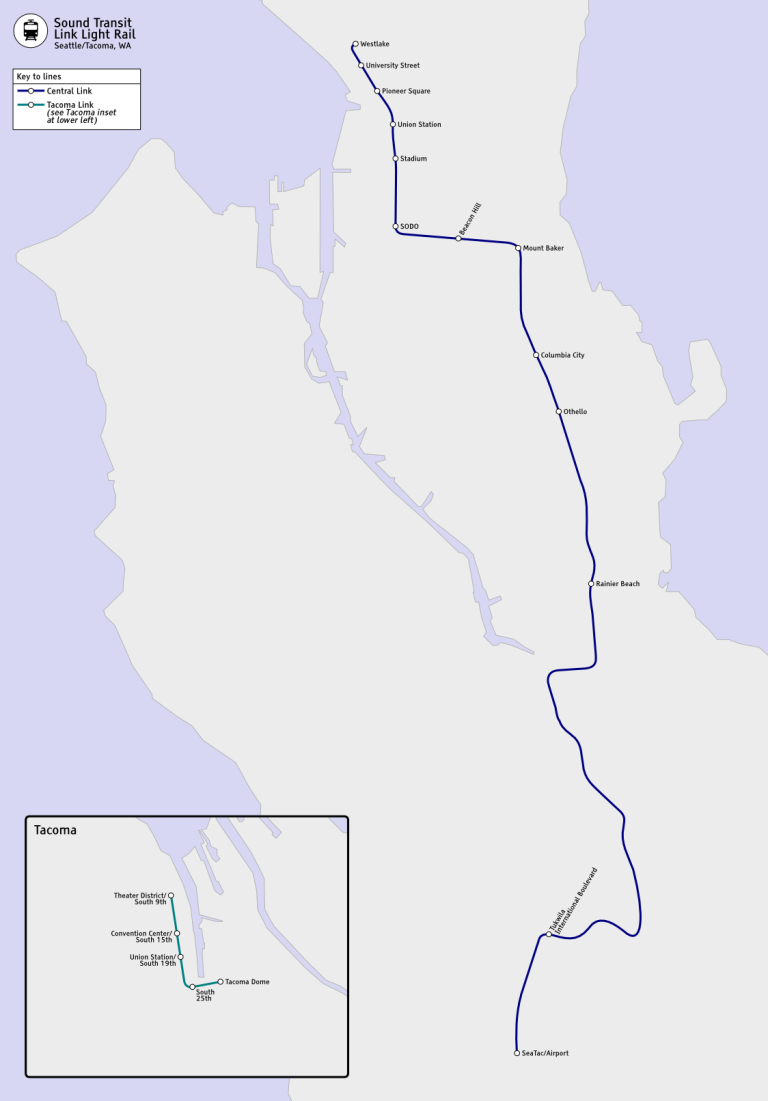 Stadtbahn Seattle: Sound Transit Link light rail — Map, Lines, Route ...