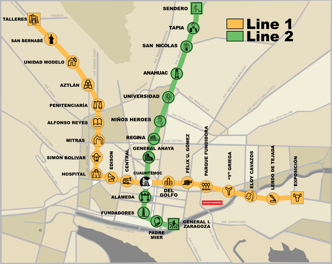 Monterrey Metro (Metrorrey) — Map, Lines, Route, Hours, Tickets