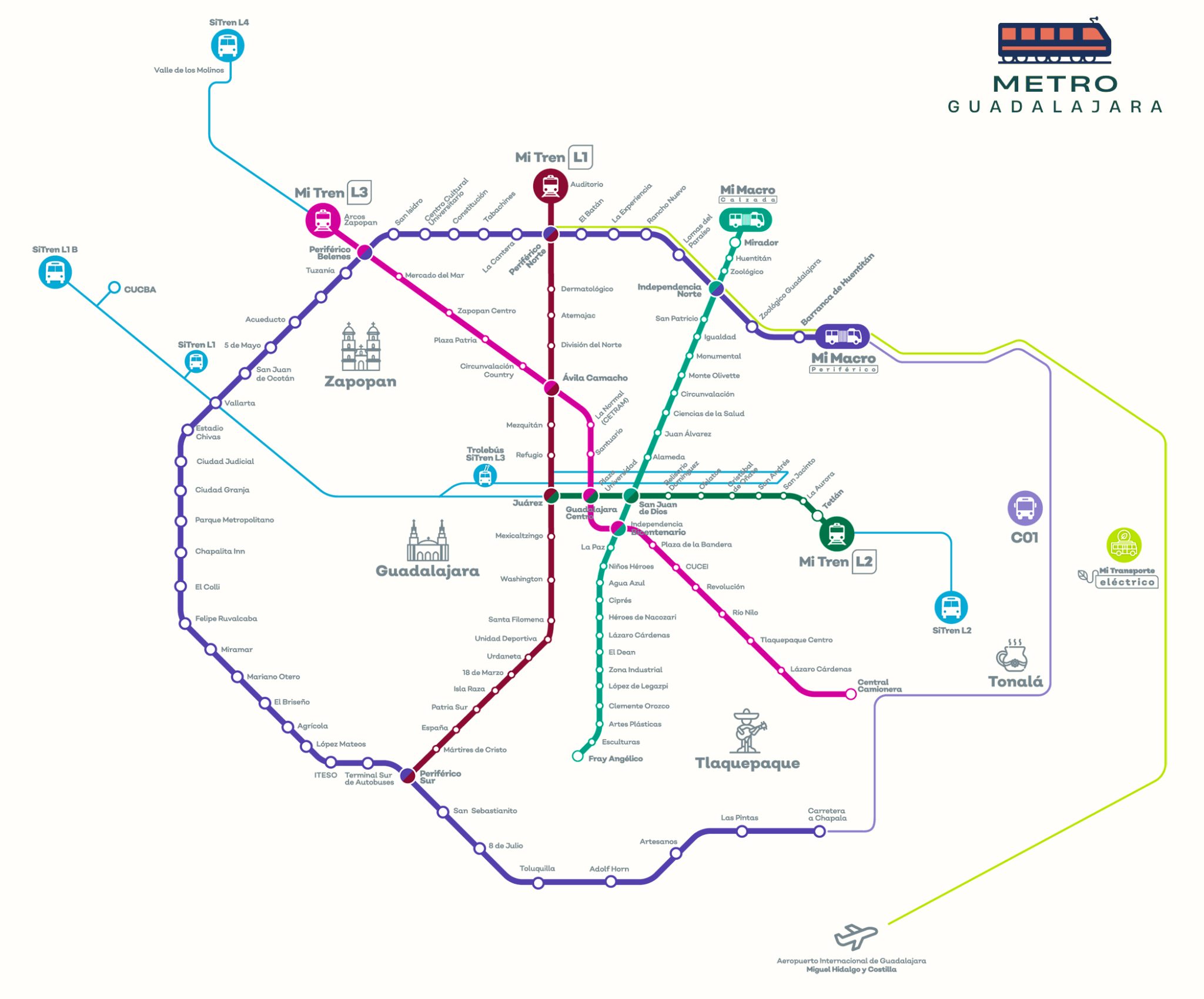 Guadalajara light rail system: SITEUR — Map, Lines, Route, Hours, Tickets