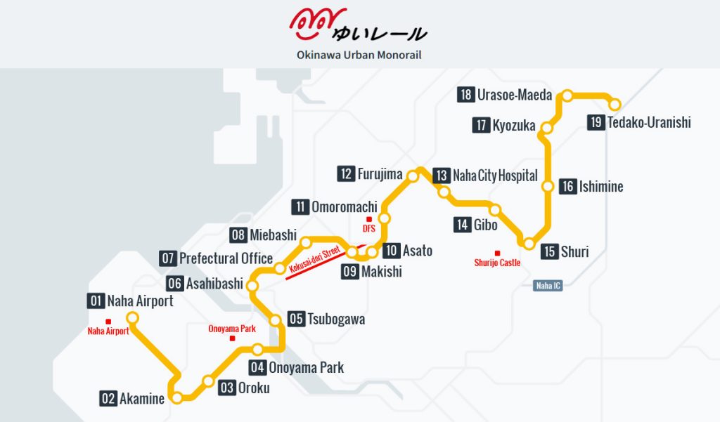 Okinawa Monorail (Yui Rail) — Map, Lines, Route, Hours, Tickets