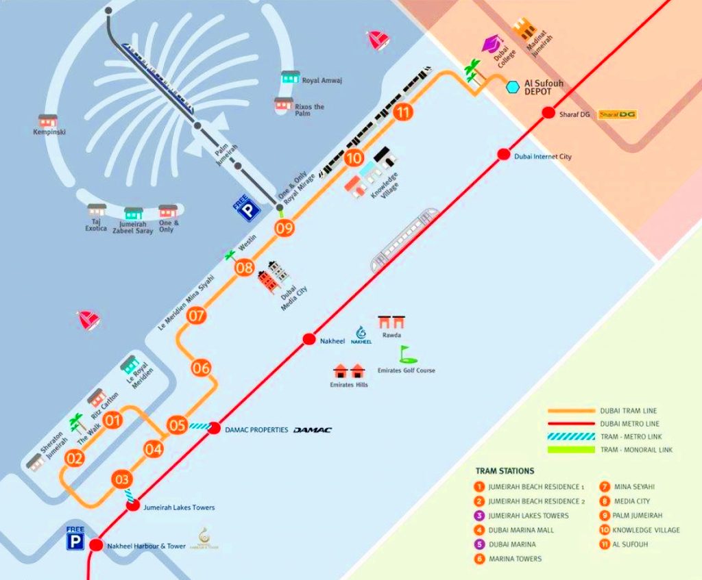 Dubai Tram Map, Stations, Timings, Tickets and Route