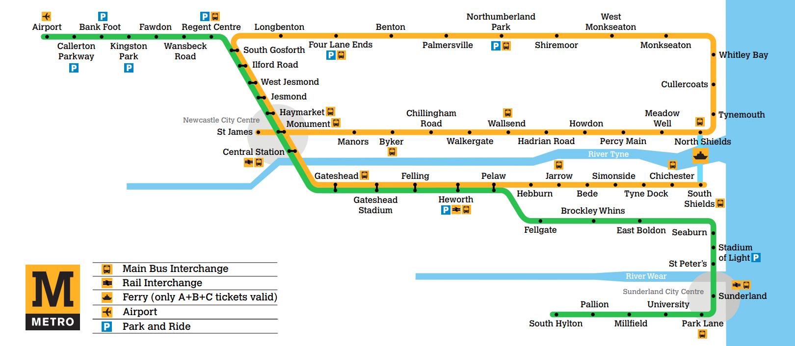 Tyne And Wear Metro Map Stations Timetable And Fares Tyne And Wear Metro Map Stations Timetable And Fares