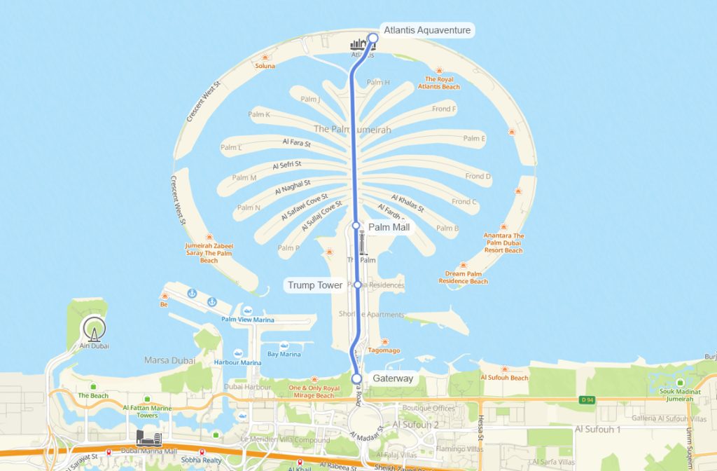 Palm Monorail, Dubai — Map, Lines, Route, Hours, Tickets