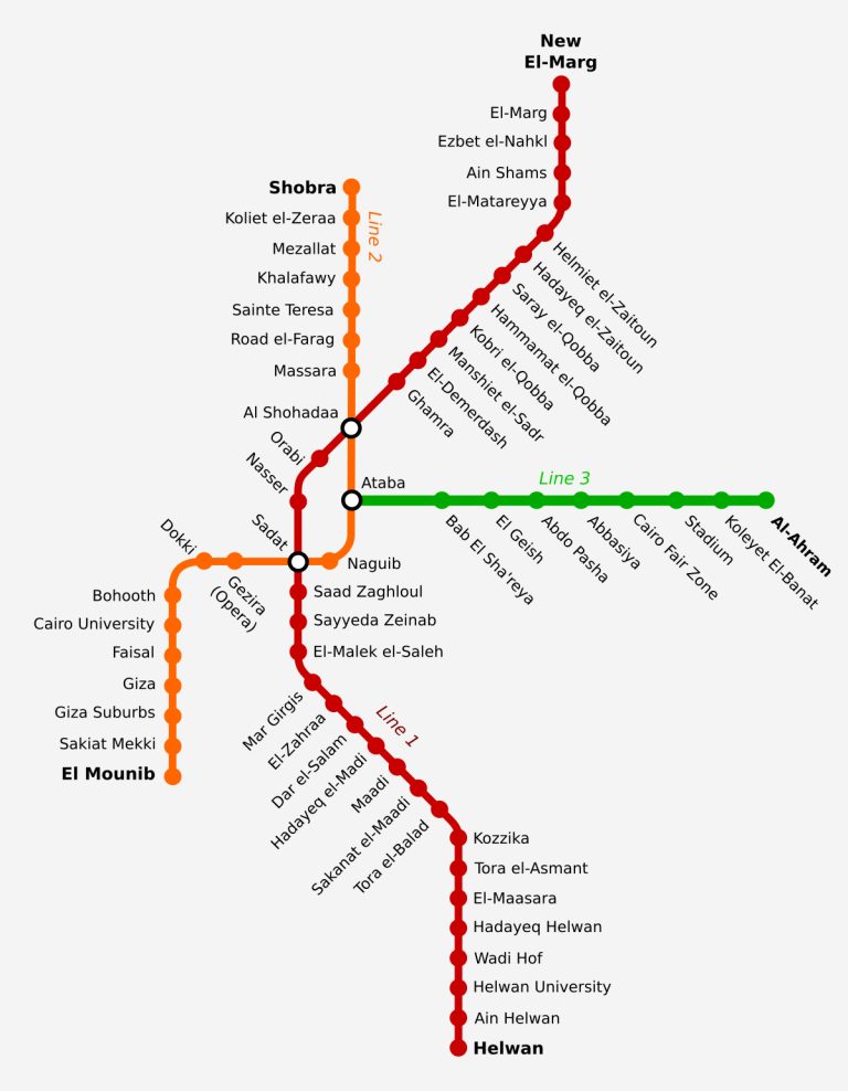 Cairo Metro — Map, Lines, Route, Hours, TicketsCairo Metro Map ...