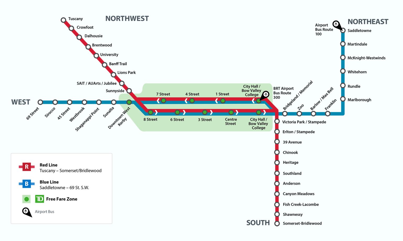 Calgary C-Train Map, Stations, Timetable and Fares