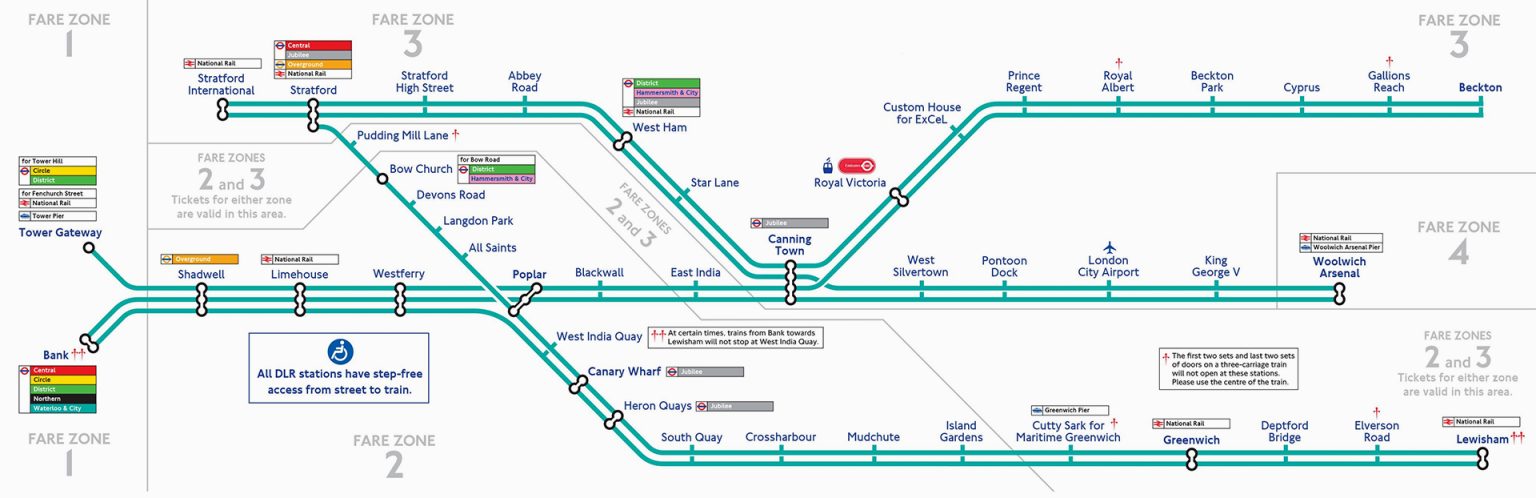 Docklands light railway — Map, Lines, Route, Hours, Tickets