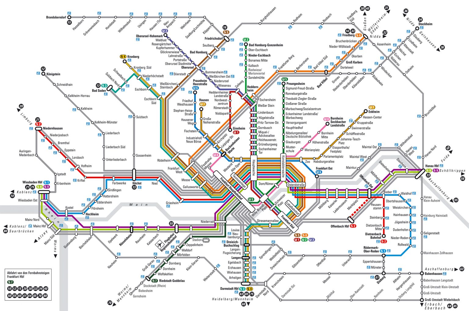 Public Transport Map in Frankfurt: S-Bahn, U-Bahn, Trams, Buses and ...