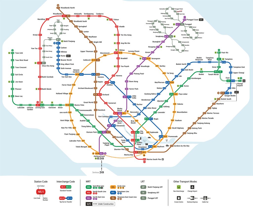 Singapore MRT Map, Lines, Stations, Fares and Timetable