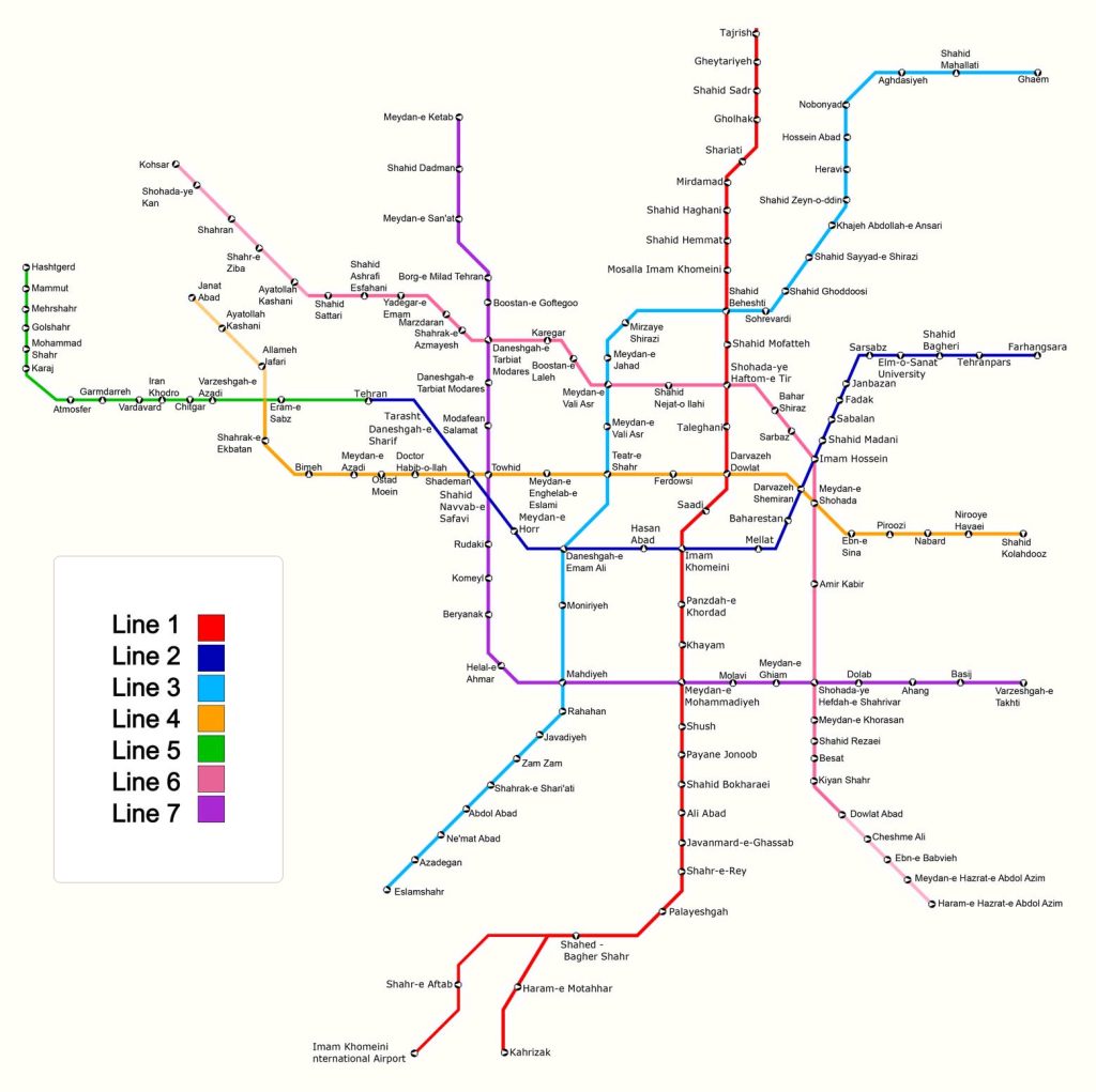 Tehran Metro Map, Tickets, Hours, Stations and Airport Routes
