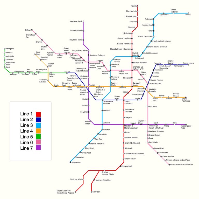 Tehran Metro Map, Tickets, Hours, Stations and Airport Routes